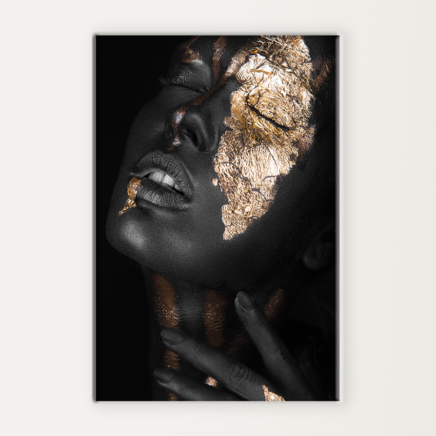 Portrait of black woman with gold leaves - NO.005 | MUR Gallery
